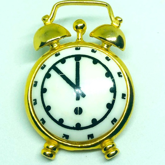 Jewelry | Vintage Alarm Clock Brooch With Porcelain Face | Poshmark